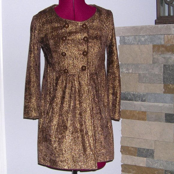 LaRok | Jackets & Coats | Larok Xs Gold Metallic Double Breasted Jacket ...